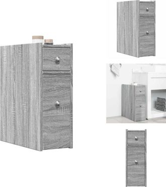 vidaXL Badschrank Schmal mit Rollen Grau Sonoma Holzwerkstoff - Schmaler Badezimmerschrank - Badezimmerschrank Schmal - Schmale Badezimmerschränke - Hoher