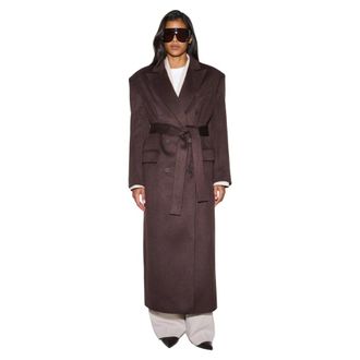 Estro & Luminara Woll-Kaschmir-Mantel mit betonter Schulterpartie - - Coats - Damen - Braun - M