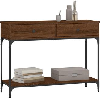 Generic Wohnzimmertisch Tisch mit verstellbaren Beinen, Konsolentisch, Beistelltisch mit viel Stauraum, Ablagetisch, Flurtisch, Holzwerkstoff(Braune Eiche 100