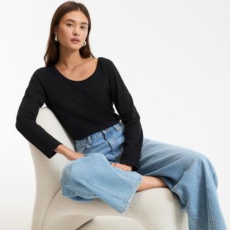 La Redoute Collections T-shirt Col Rond Manches Longues