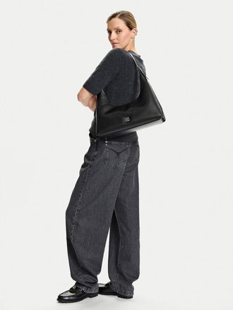 Calvin Klein Handtasche Calvin Klein Emblem Hw Lthr Shoulder Bag LV04F3262G Schwarz