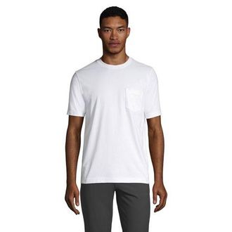 Lands End Super-T Kurzarm-Shirt mit Brusttasche, Classic Fit, Herren, Größe:48-50 regular, Weiß, Baumwolle, by Lands End