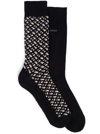 BOSS lot de deux paires de chaussettes en maille intarsia - Noir