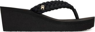 Tommy Hilfiger Zehentrenner Th Wedge Braided Summer Sandal FW0FW09198 Schwarz