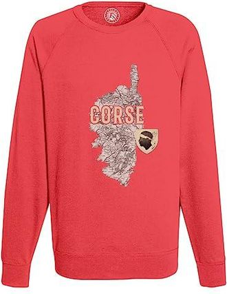 Fabulous Sweatshirt Homme Rouge Corse Département Ile France Bastia Carte Ancienne Rare