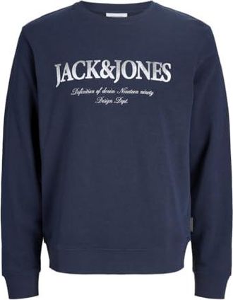 Jack & Jones JJDEVIN Daytona Sweat &agrave; col rond imprim&eacute; pour homme, Blazer bleu marine., XXL