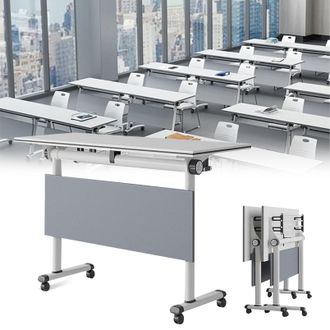 Generic Klappbarer, Quadratischer Mobiler Konferenztisch mit Metallrahmen, Gro&szlig;e Besprechungstische f&uuml;r Sitzungss&auml;le