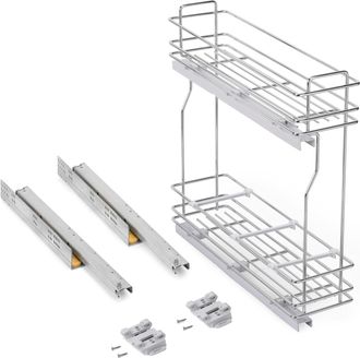 Emuca Flaschenregal seitlich ausziehbar SupraMax mit sanftem Schließen, Module 200mm, Verchromt, Stahl