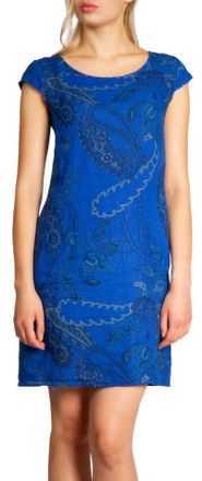 CASPAR Fashion Sommerkleid SKL022 Damen Sommer Leinenkleid mit Paisley Print bis Gr&ouml;&szlig;e 50 Luftig leicht, figurumspielende Form, mit seitlichem Jersey-Einsatz