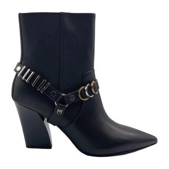 Pinko Leder Stiefelette in Violett - - Shoes - Damen - Schwarzk - 39 EU
