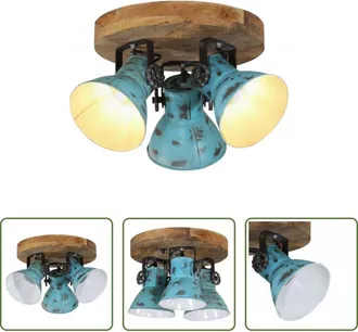 vidaXL Lampe de style industriel - Plafonnier 25 W bleu d&eacute;lav&eacute; 35x35x25 cm E27