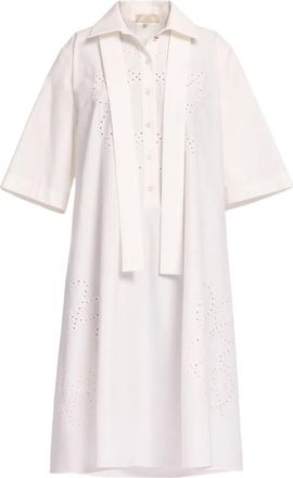 Elie Saab robe-chemise &agrave; motif monogramm&eacute; brod&eacute; - Blanc