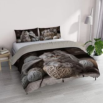 Italian Bed Linen Goodnight Bettwäsche-Set mit Digitaldruck, Mikrofaser, Felix, Doppelbett