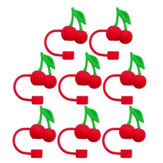 FOMIYES Kirschfarbener Silikon Strohhalmverschluss Wiederverwendbarer Staubschutz f&uuml;r 10 mm Strohhalme Trinkbecherzubeh&ouml;r f&uuml;r Reisen