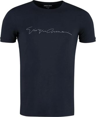 Giorgio Armani Homme, Tops, Bleu, Taille: S T-Shirt Ras du Cou Logo Signature