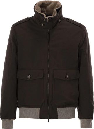 Brunello Cucinelli Bomberjacke aus gewachster Techno-Baumwolle - - Jackets - Herren - Braun - XL