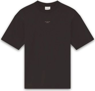 Drôle de Monsieur Homme, Tops, Brun, Taille: M T-shirt marron à encolure côtelée et slogan imprimé