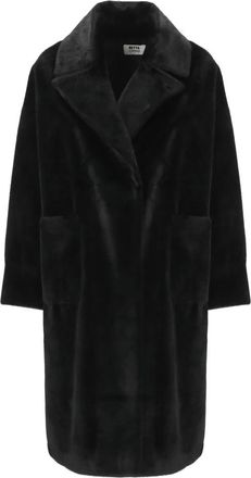 Betta Corradi Femme, Vestes, Noir, Taille: 36 FR Manteau crois&eacute; en fausse fourrure