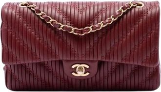 Chanel Sac bandouli&egrave;re vintage Chanel &agrave; double rabat Pre-owned - Femme - Pre-owned - Rouge - Taille: ONE Size