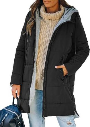 ORANDESIGNE Manteau Femme Hiver Veste Parkas Blouson Zipp&eacute;e &agrave; Capuche R&eacute;versible Casual Jacket Hooded Coat Outercoat avec Poches A Noir XXL