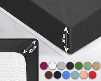 Sesto Senso Sesto Senso Drap Housse 200x200 Graphite Jersey avec Elastique M&eacute;lange Coton