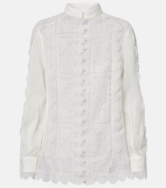 Zimmermann Chemise en ramie &agrave; finitions en dentelle