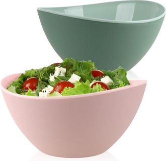 Com-Four 2x Bol en Plastique - Saladier incassable - Grand Bol &agrave; Fruits - Bol &agrave; m&eacute;langer Pratique 3,4 L - Plats de Camping pour Pique-niques, Buffets, Jardins,