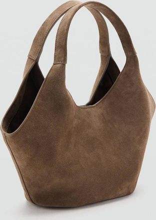 Mango Sac &agrave; main daim marron - Femme - Taille unique - MANGO