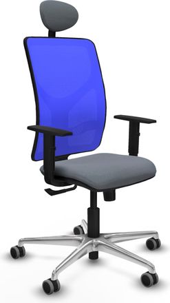 Piqueras y Crespo Heimarbeitsstuhl mit 1D-Armen, h&ouml;henverstellbarer Lendenwirbelst&uuml;tze und festem Kopfteil, ausgestattet mit 3 Positionen und Schneidschaum, Blau/Grau