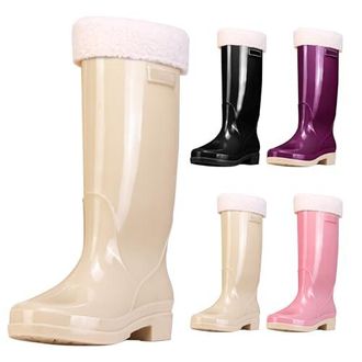 Generic Bottes de pluie en caoutchouc pour femme, bottes en caoutchouc hautes avec doublure en peluche, bottes de pluie Chelsea imperm&eacute;ables et antid&eacute;rapantes