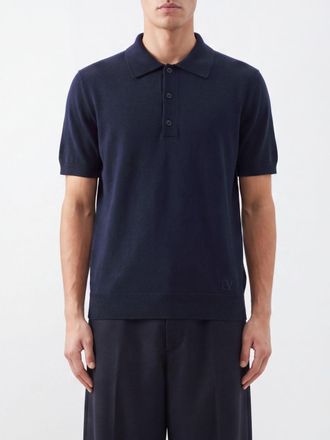 Valentino Garavani Polo &agrave; manches courtes en maille de pure laine vierge