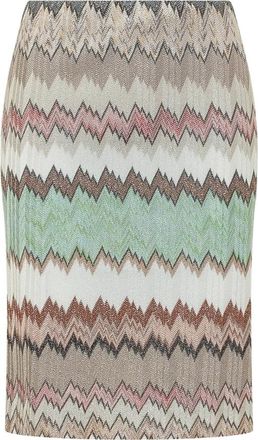 Missoni Femme, Jupes, Multicolore, Taille: 42 FR Chevron Knit Midi Skirt