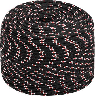 tidyard Bootsseil Seil Schwarz 8 mm 25 m Polypropylen Ankerleine Festmacher Tauwerk Seil Outdoorseil Polypropylenseil für Einsatz auf Segelbooten, Booten oder