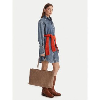 Calvin Klein Handtasche Calvin Klein Emblem Aop Embossed Suede Tote LV04F3334G Beige