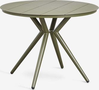 Sklum Runder Esstisch aus Aluminium Valerie Tiefes Gr&uuml;n Olive &Oslash;100 cm