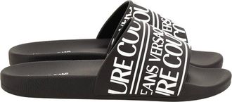 Versace Jeans Couture Homme, Chaussures, Noir, Taille: 41 EU Mules de piscine en caoutchouc avec logo en relief