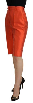 Dolce & Gabbana Womens Orange Silk High Waist Cropped Pants