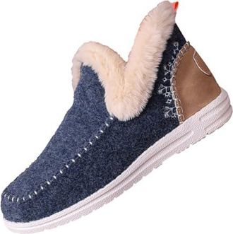 Generic Bottes de neige chaudes pour femme avec doublure en fourrure épaisse - Pour extérieur et intérieur - Bout rond - Antidérapantes - Pour fasciite planta