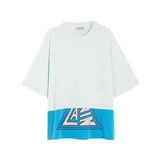Lanvin Homme, Tops, Bleu, Taille: XS T-shirt à Imprimé Triangles Texturé
