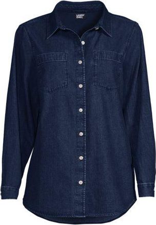 Lands End Denim-Bluse, Damen, Gr&ouml;&szlig;e:52-54 plus, Blau, Baumwolle, by Lands End