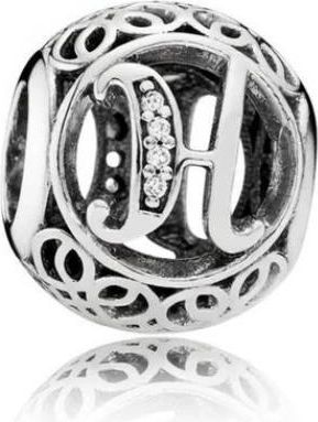 Pandora Vintage Buchstabe H Charm mit klarem Zirkonia - - Accessories - Damen - Grau - ONE SIZE