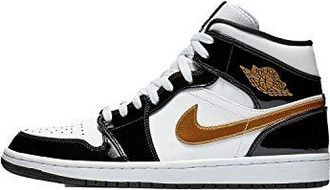 Nike Jordan Nike Air Jordan 1 MID SE pour homme Noir/blanc/doré 852542-007 Taille :, Noir/blanc/doré métallisé, 44 EU