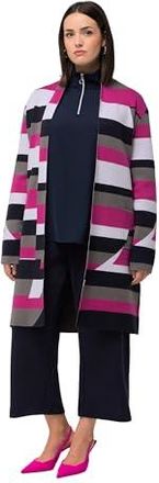 Ulla Popken Femme Grandes Tailles Cardigan Motif Jacquard. Coupe Ouverte et col Calice. Rose Vif Oriental 50+ 824917800-50+