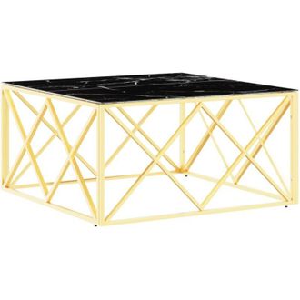 vidaXL Couchtisch Golden 80x80x40 cm Edelstahl und Glas - Vidaxl