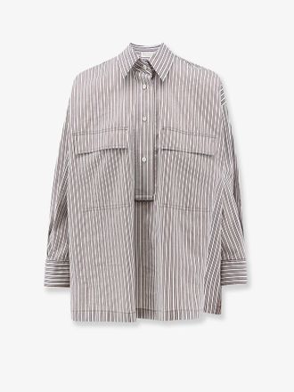 Brunello Cucinelli Cotton and silk blend shirt with striped pattern - BRUNELLO CUCINELLI - gender_Woman