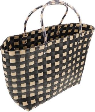 Hemoton Grand Paquet Cabas Tiss&eacute; Main en Pvc pour Femmes, Panier &agrave; Provisions Grosse Capacit&eacute;, Paquet Fourre-tout L&eacute;ger et Spacieux, Shopping et Plage, Design
