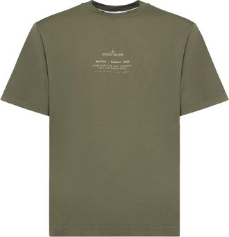 Stone Island Homme, Tops, Vert, Taille: 3XL T-Shirt Avec Imprim&eacute;
