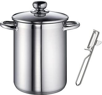 Rohe Germany 262431-02 Spargeltopf Kim, inklusive Spargelschäler, Edelstahl, Induktion, 4.5 liters, Induktion, Silber