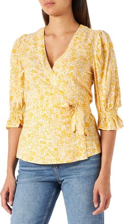 Part Two Part Two Damen Pheapw Bl Feminine Silhouette Bluse, Gelb bemalte Blume, 42