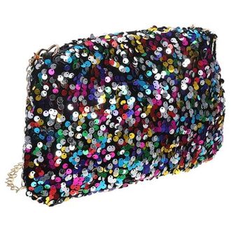 Holibanna ifundom Petit Paquet Bandouli&egrave;re &agrave; Paillettes Multicolore avec Cha&icirc;ne Dor&eacute;e Taille Unique Mini Pochette Scintillante pour Femmes Soir&eacute;e Mariage Bal Pa